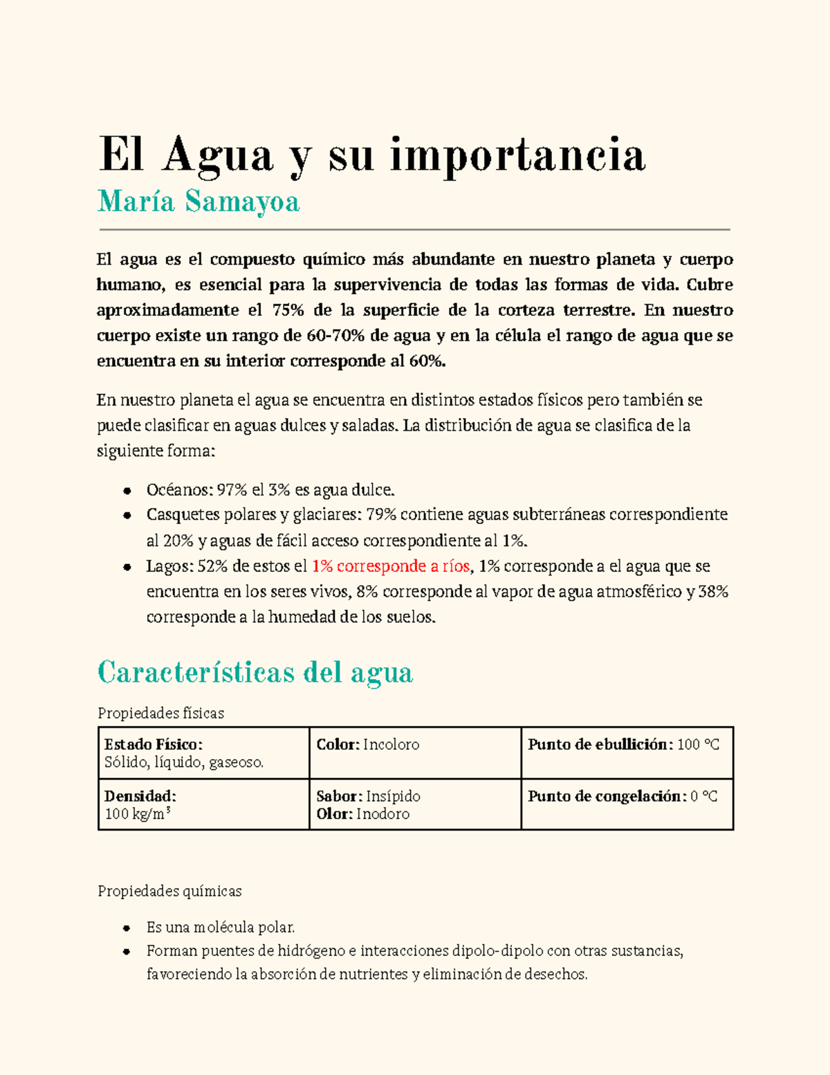 El Agua - Breve resuemn acerca del agua y su importancia en la biología ...