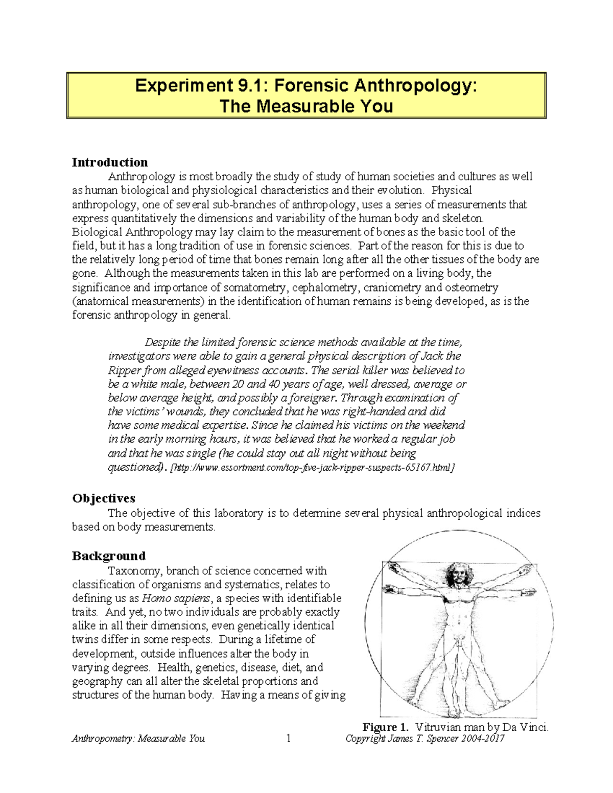 05. CH Forensic Anthropology - Experiment 9: Forensic Anthropology: The ...