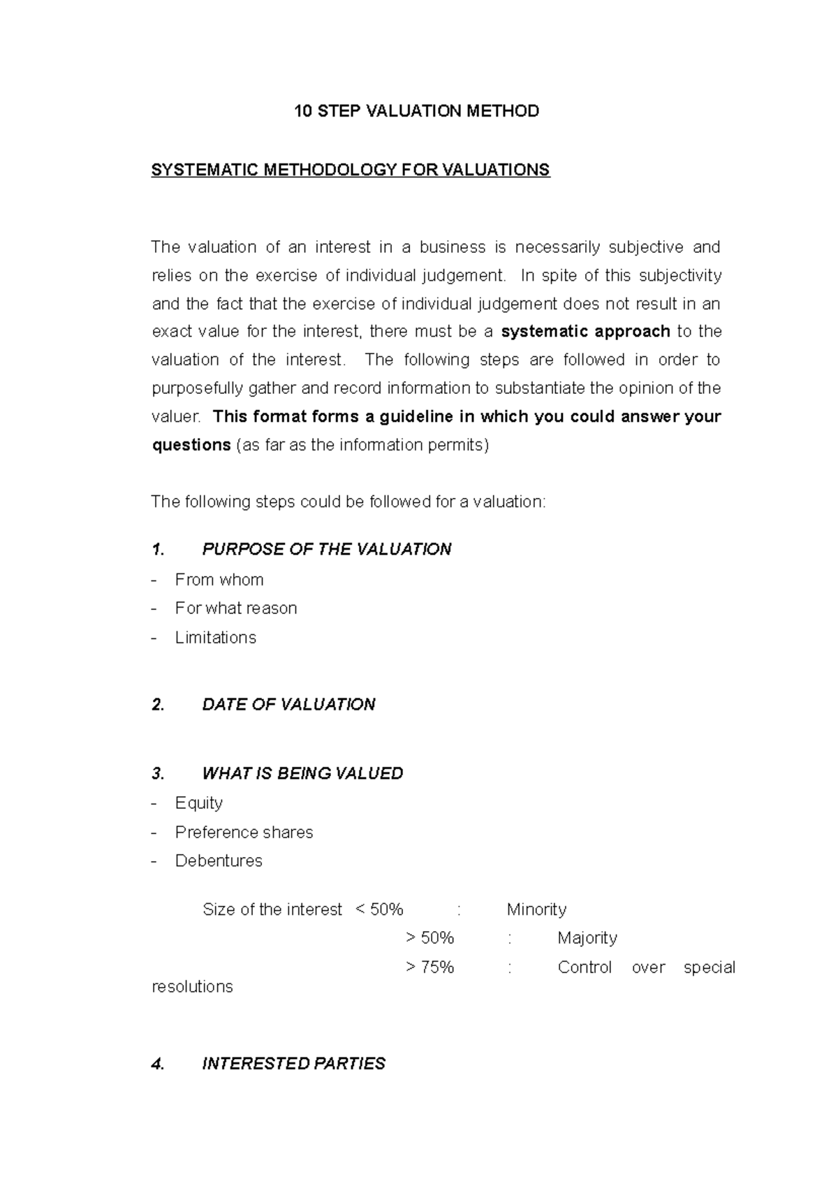 10 STEP Valuation Method - 10 STEP VALUATION METHOD SYSTEMATIC ...