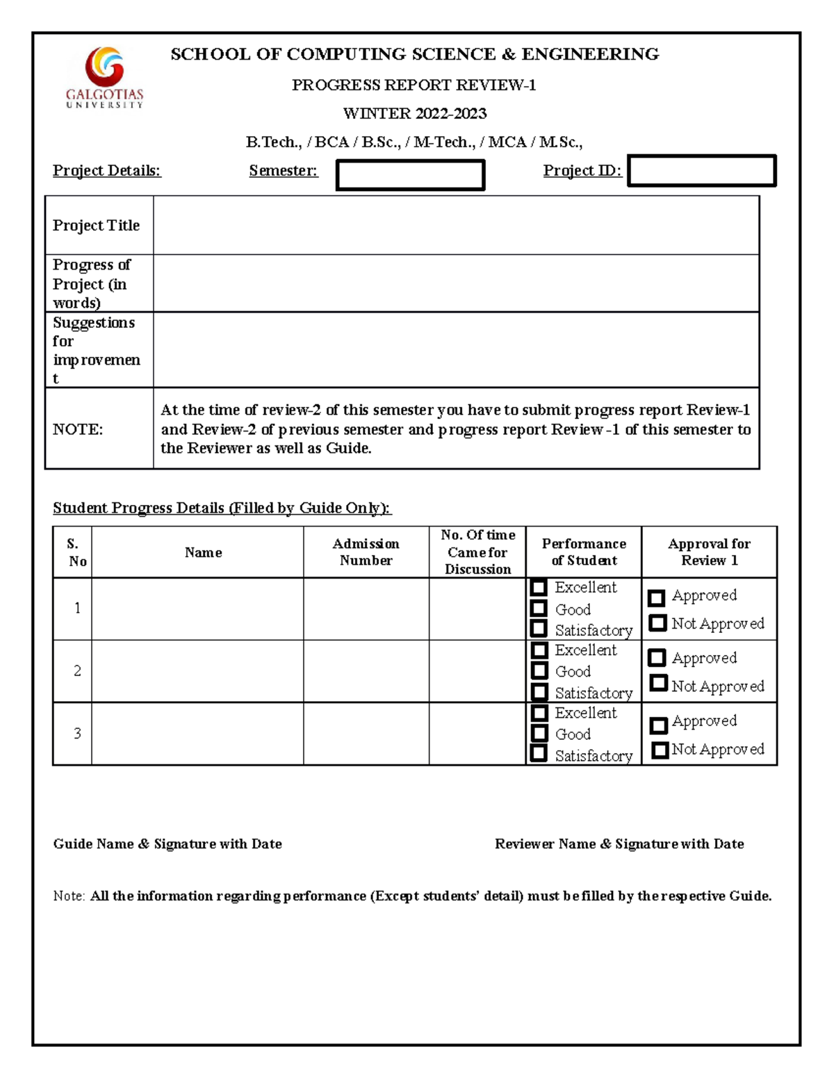 Btech 4th .NEW Format Progress Report Review-1 Winter 2022-2023 ...