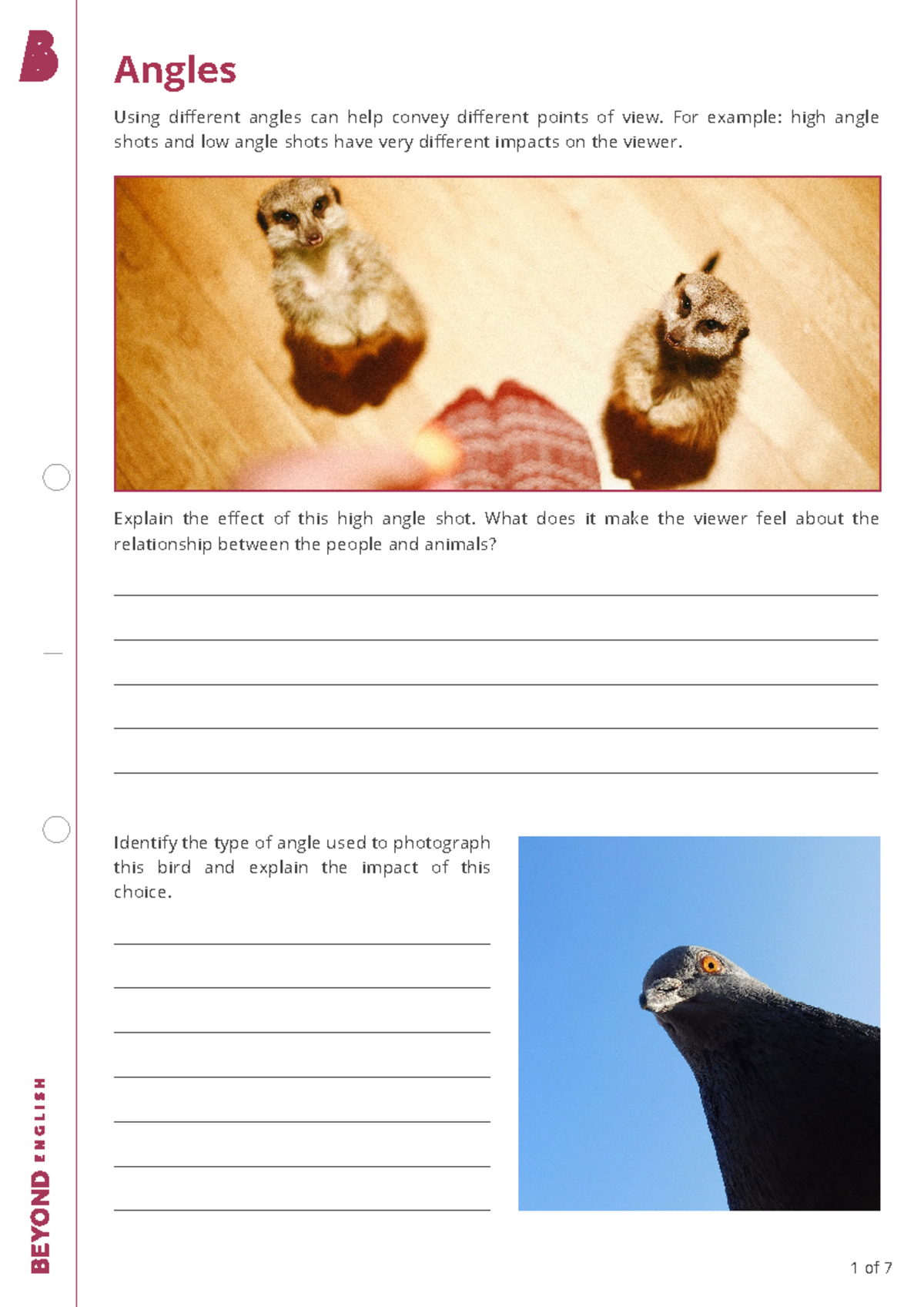 Visual Techs WS - Angles Using different angles can help convey ...