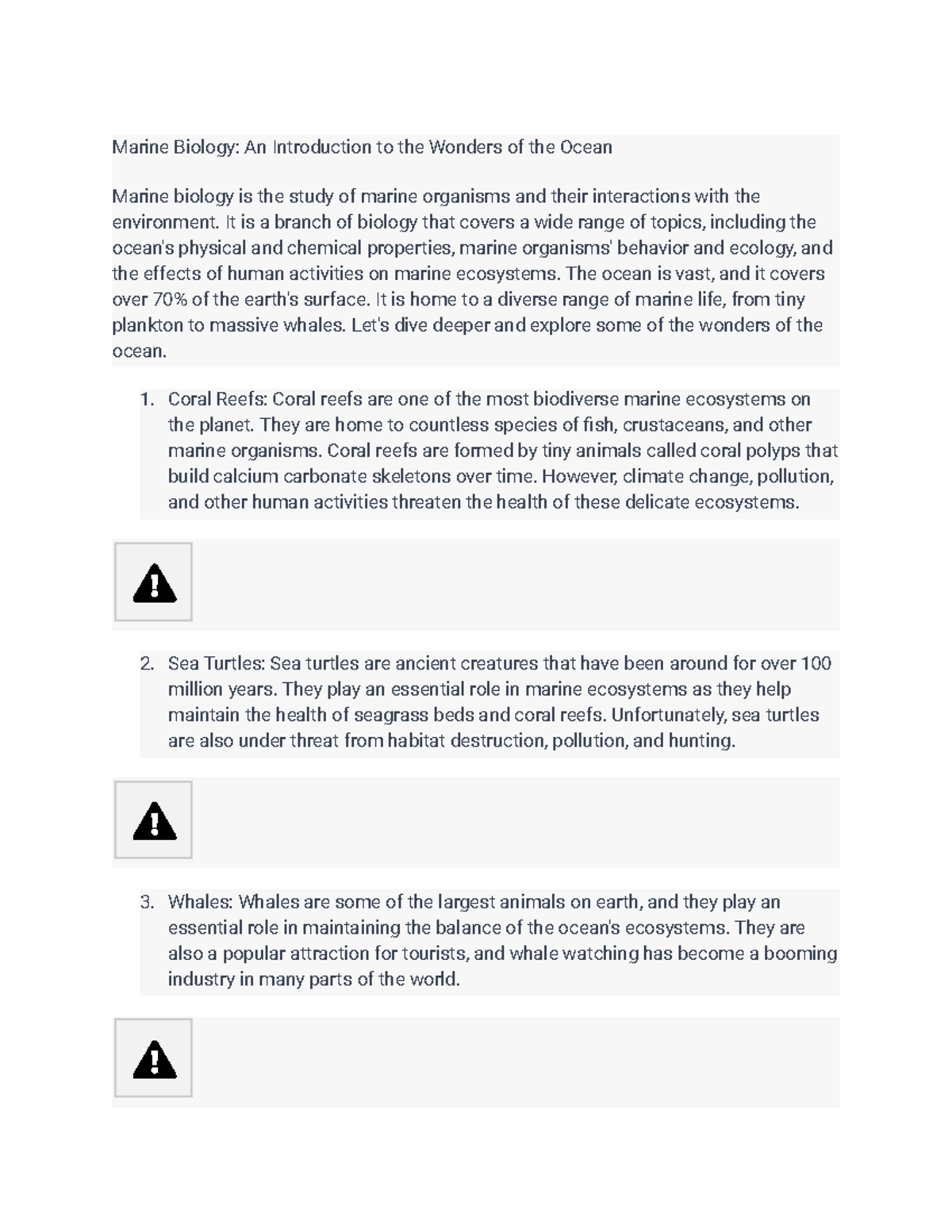 Marine Biology An Introduction to the Wonders of the Ocean - It is a ...