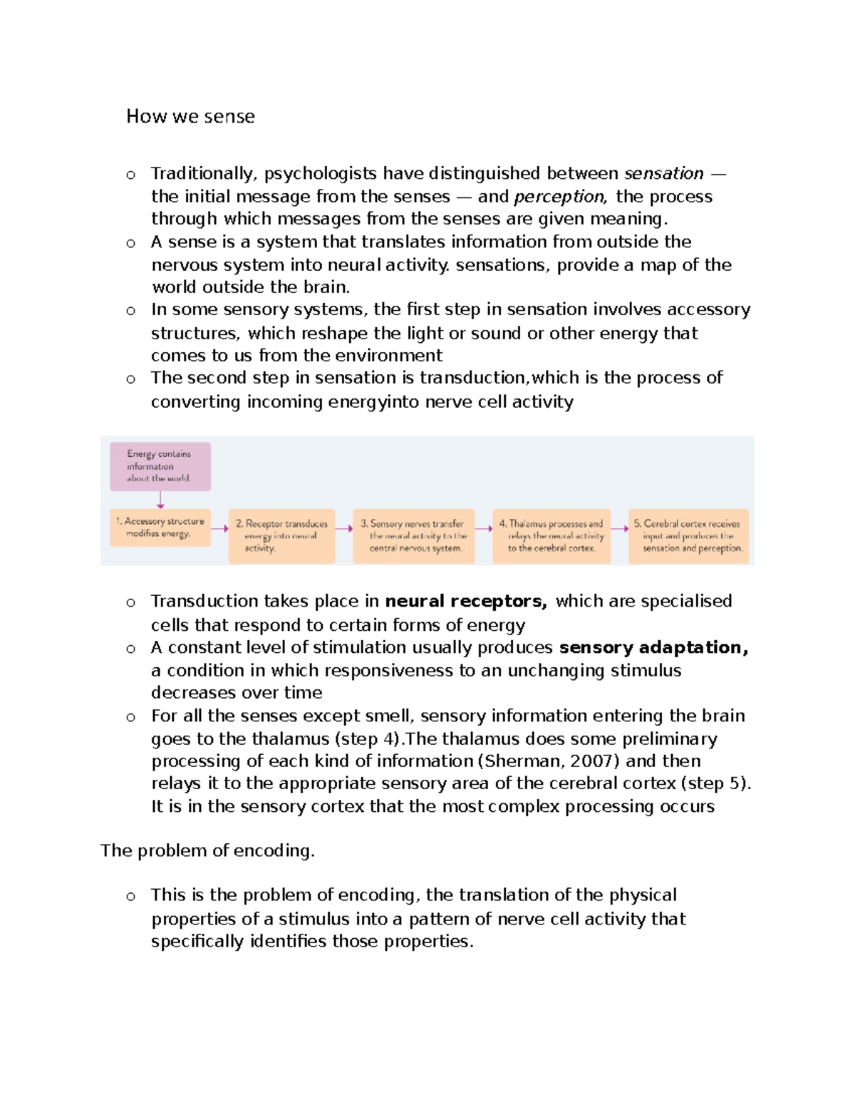 Perception and sensation part 1 - How we sense o Traditionally ...