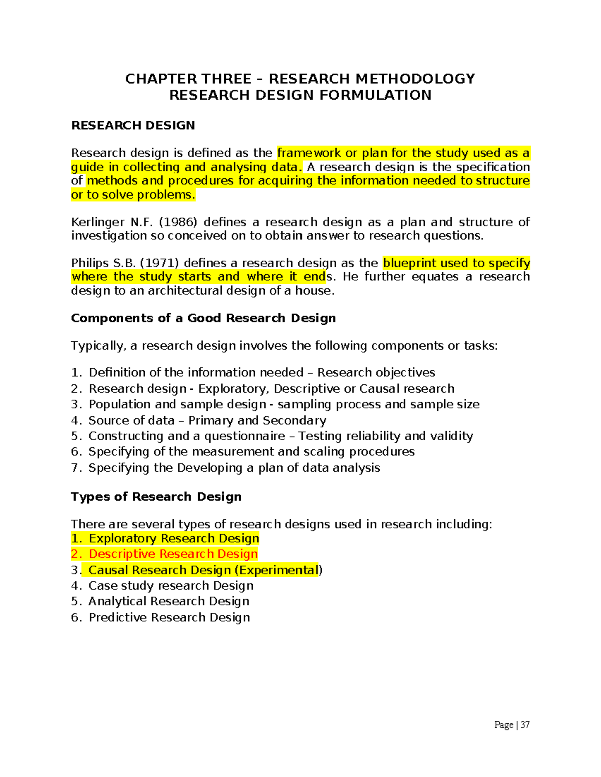 Research Design - Good - CHAPTER THREE – RESEARCH METHODOLOGY RESEARCH DESIGN FORMULATION ...