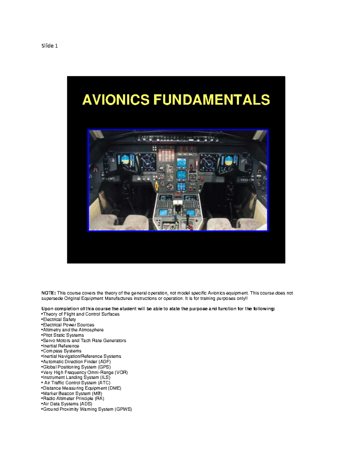 Avionics fundam - Material - AVIONICS FUNDAMENTALS NOTE: This course ...