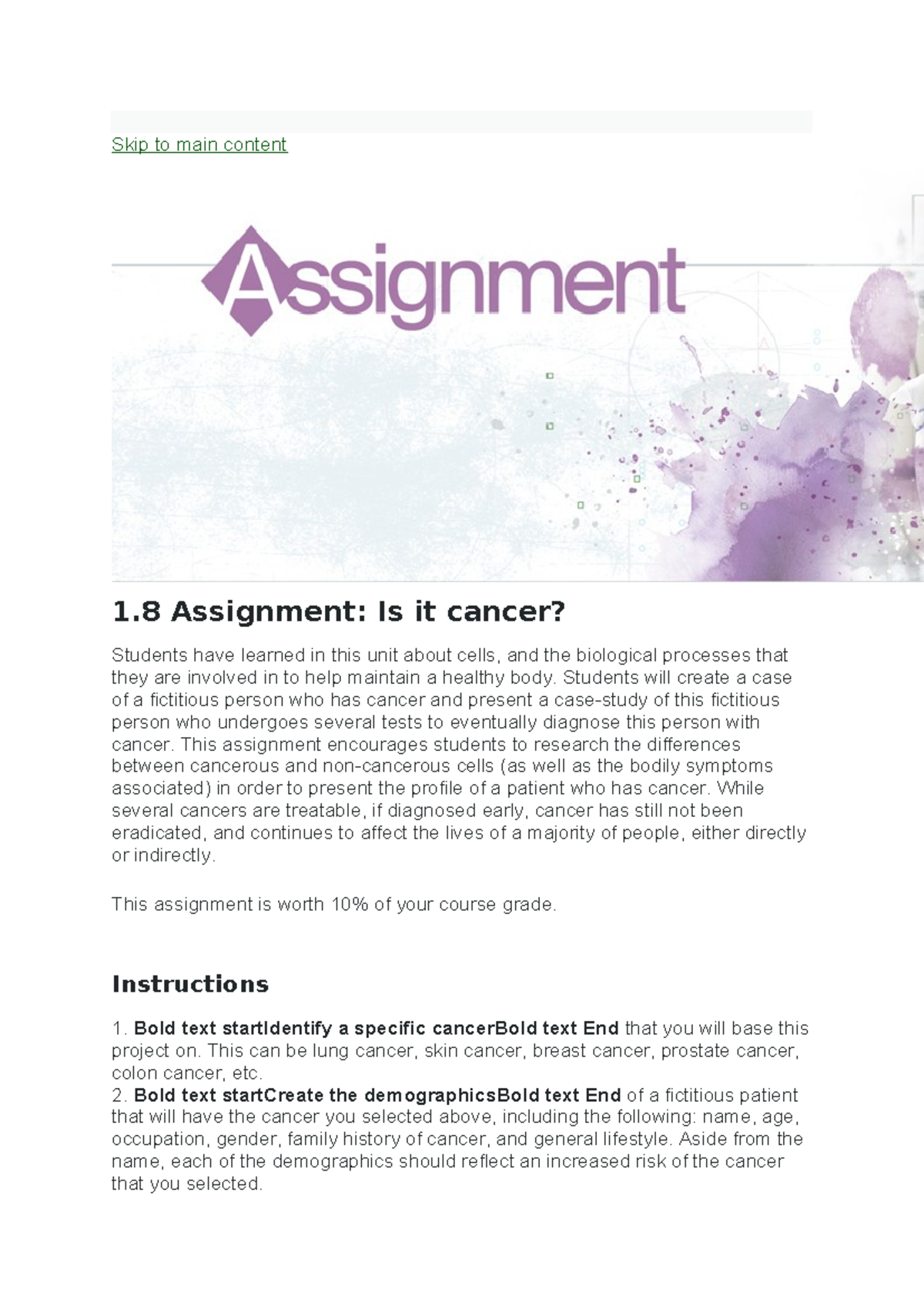 Assignment ques - student - Skip to main content 1 Assignment: Is it ...