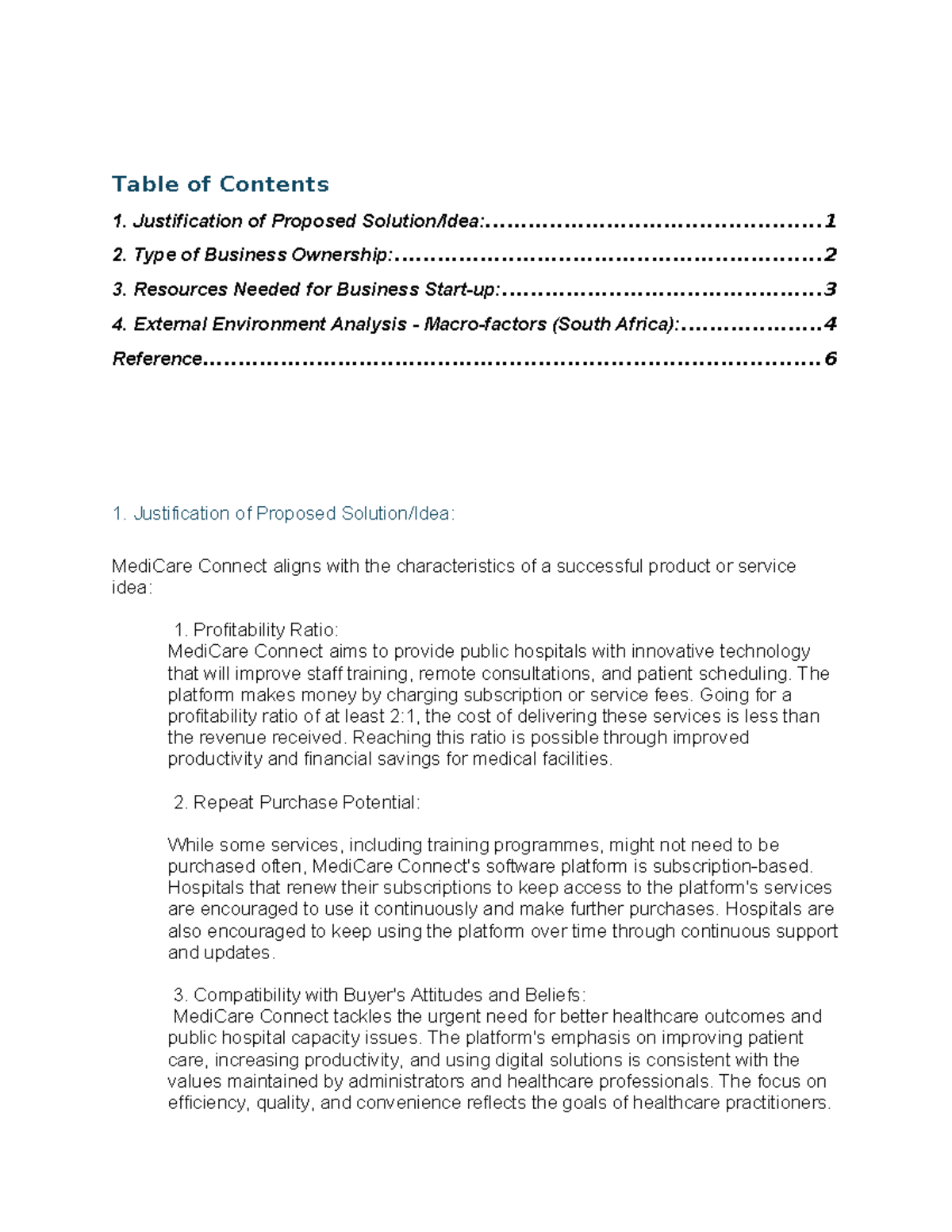 BMNG6221 POE - Table of Contents Justification of Proposed - Studocu