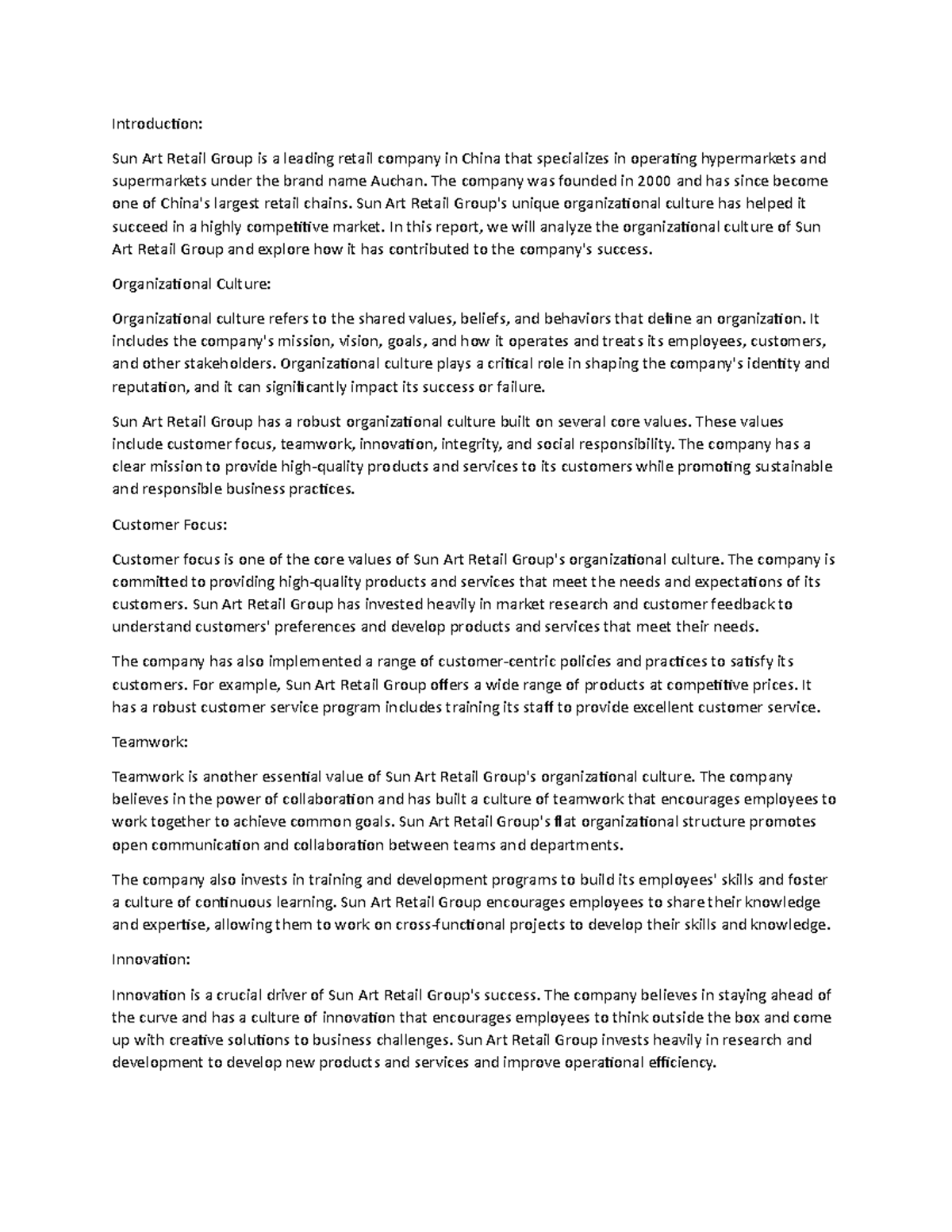 Sun Art Retail Group 16 - Introduction: Sun Art Retail Group is a ...