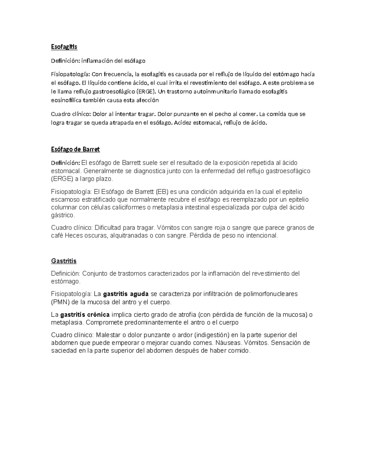 Correlaciones Histo 2 - Esofagitis Definición: inflamación del esófago ...