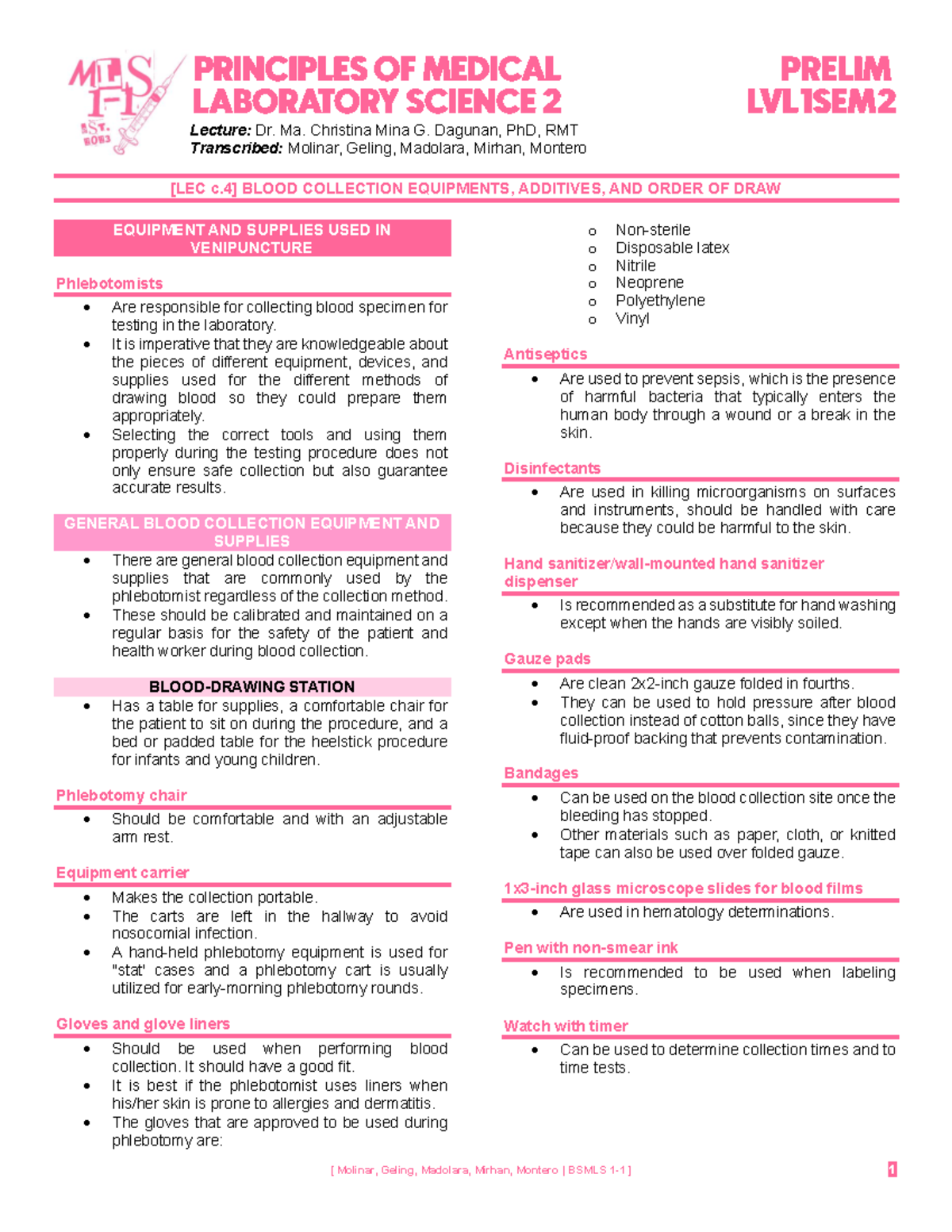 [MLS 1-1] MLS105 Lec c - Notes in PMLS 2 - Lecture: Dr. Ma. Christina ...