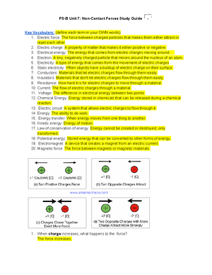 Unit 7 Non-Contact Forces Study Guide - PS-B Unit 7: Non-Contact Forces ...
