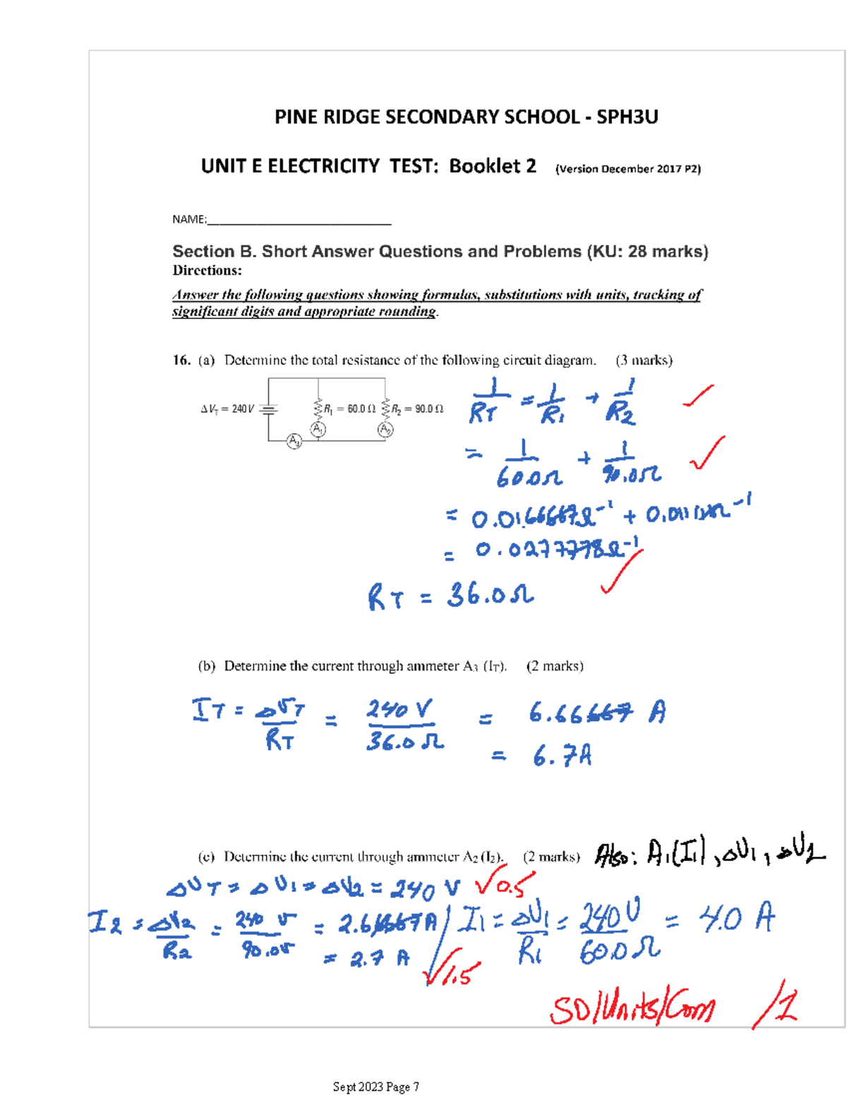 SPH3U Unit 4 Test Period 1 - Sept 2023 Page - Studocu