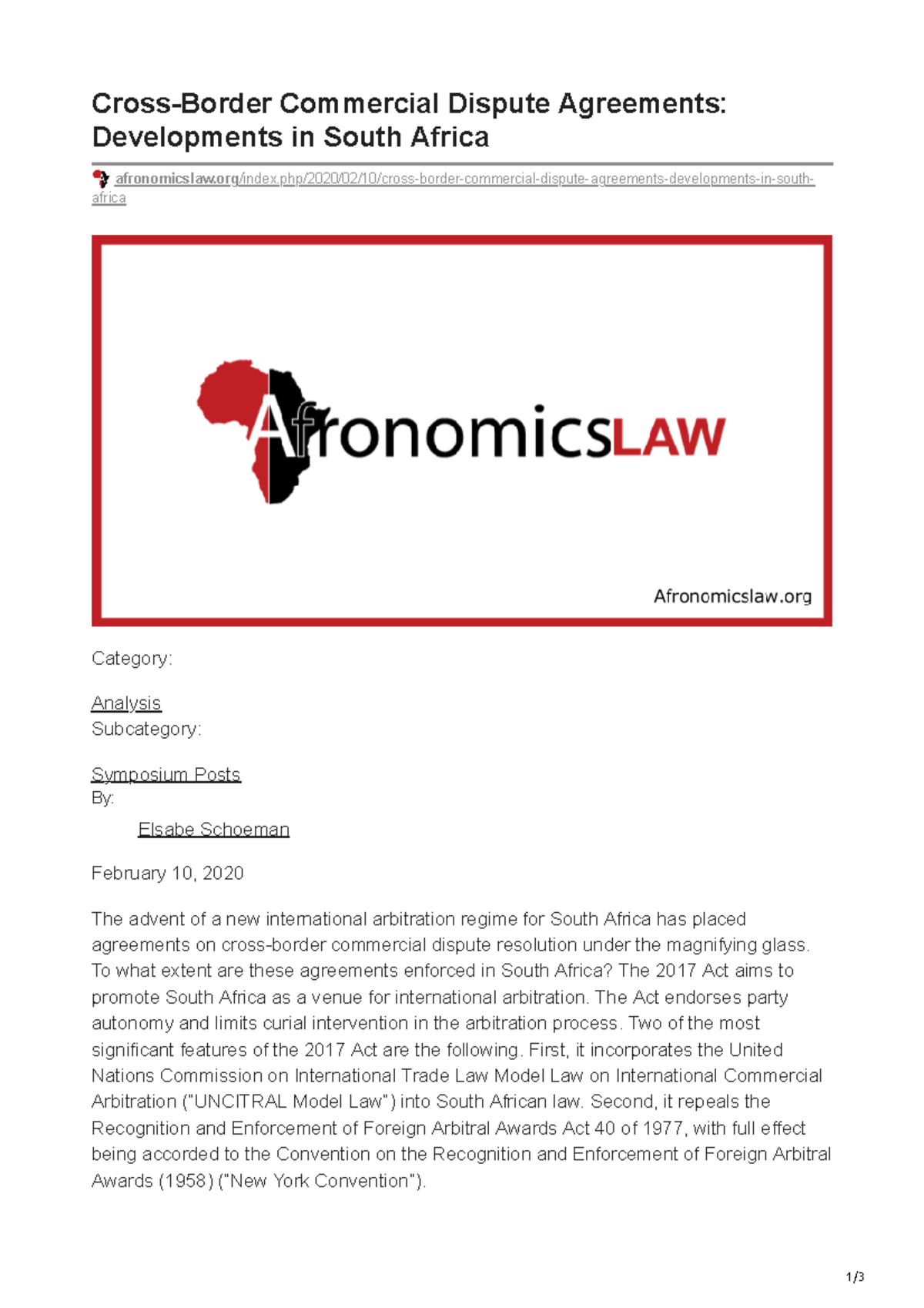 Afronomicslaw.org-Cross-Border Commercial Dispute Agreements ...
