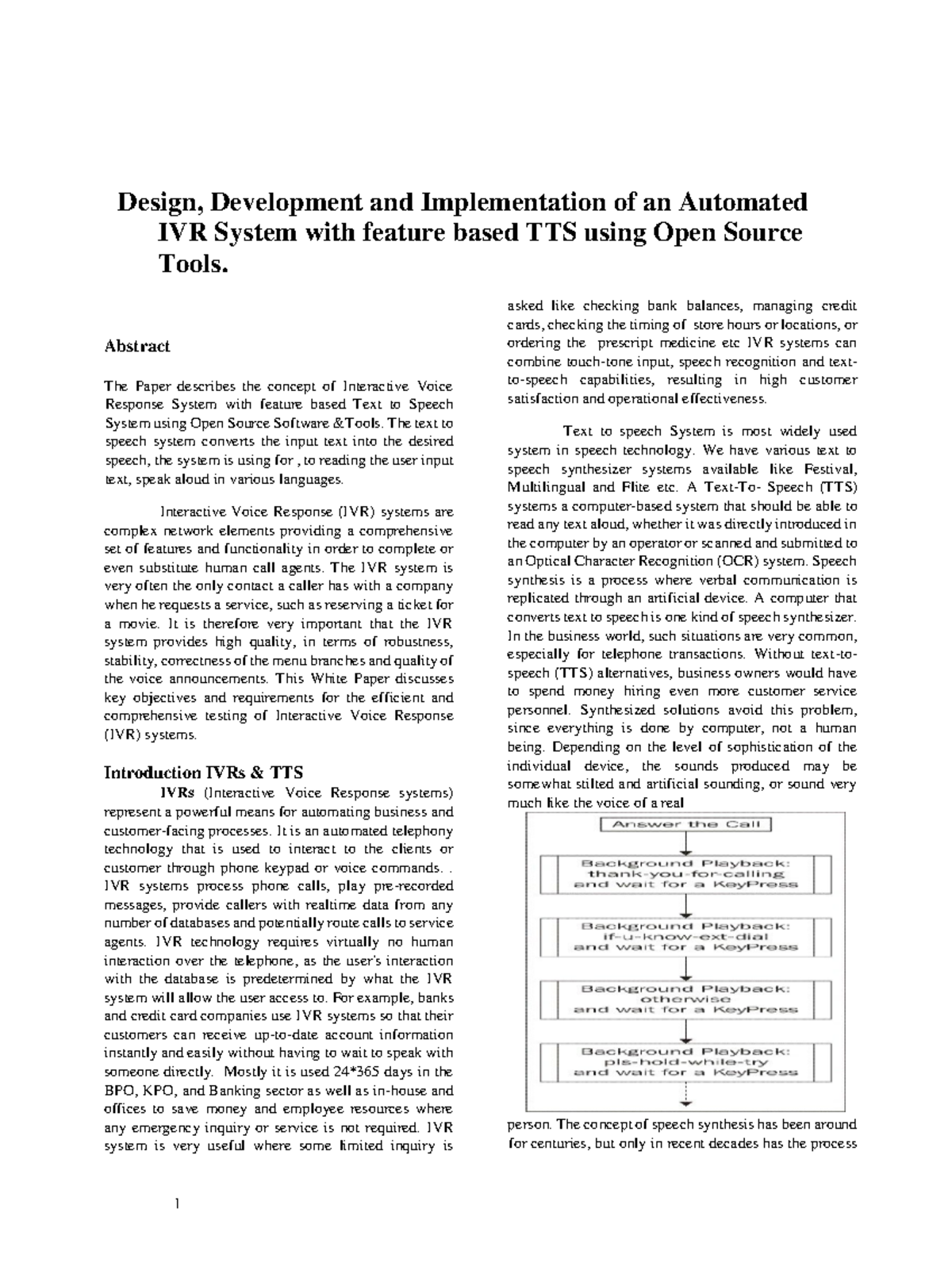 Design, Development and Implementation of an Automated IVR System ...