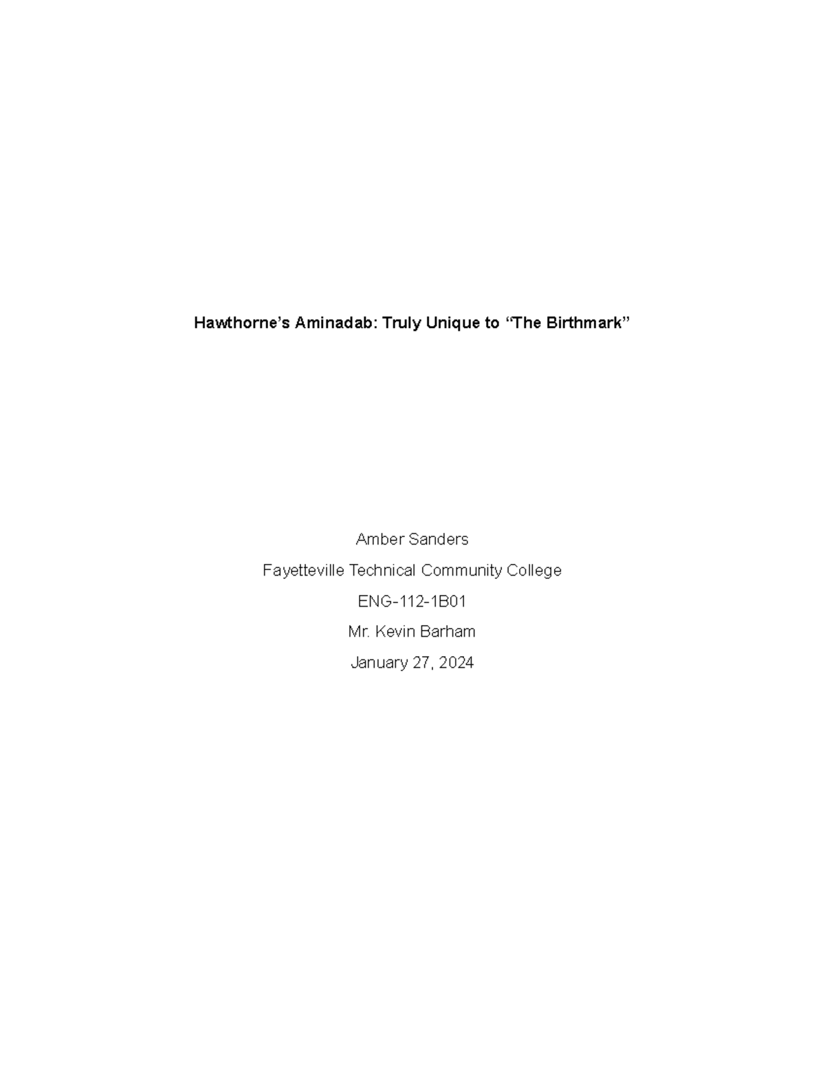 Hawthorne's Aminadab - Book essay/assignment - Hawthorne’s Aminadab ...