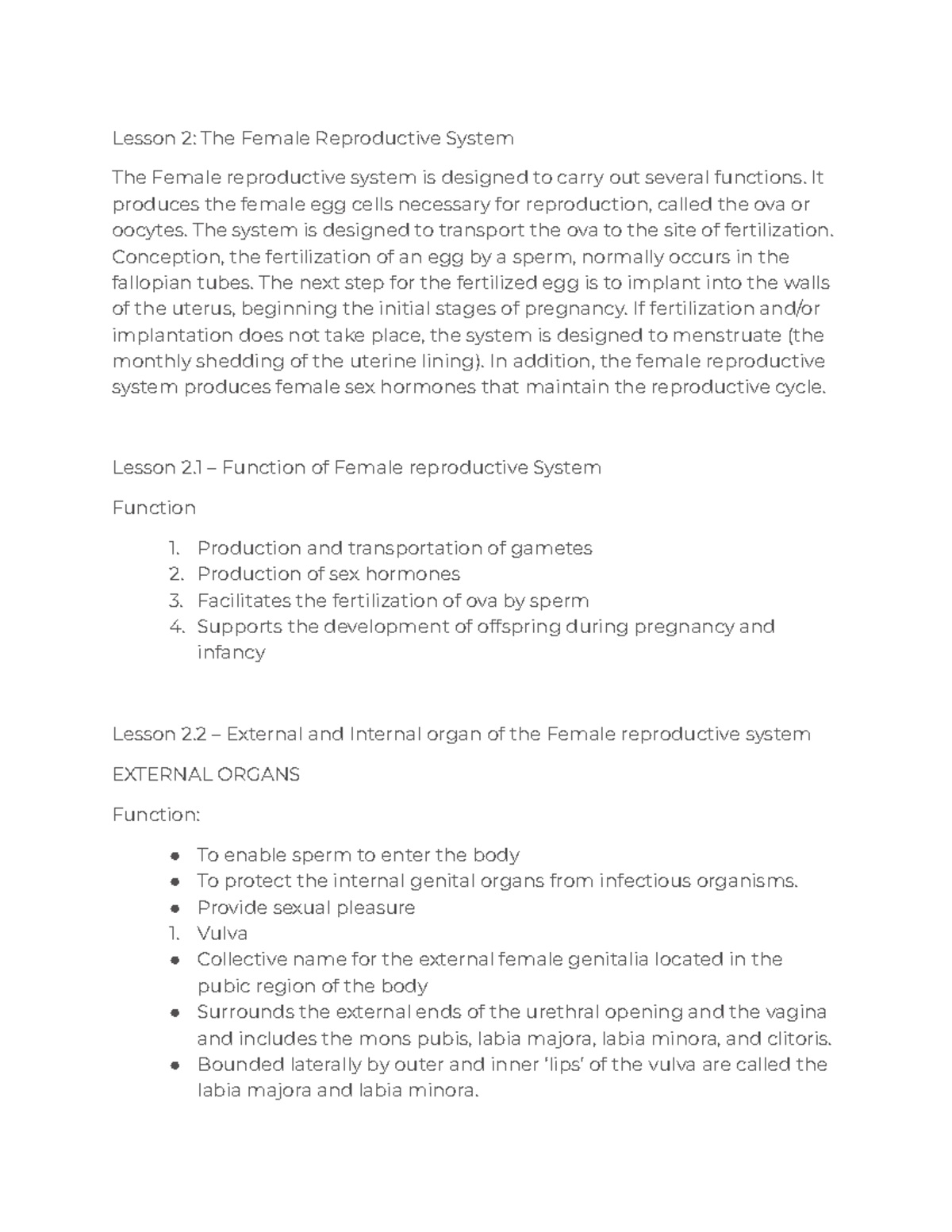 Female Reproductive System - It produces the female egg cells necessary ...