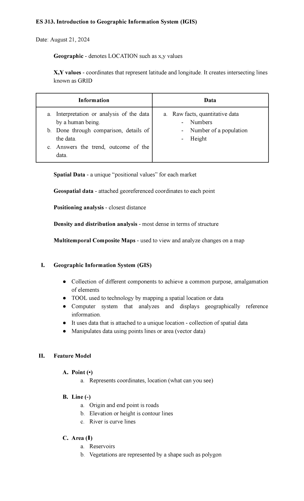 Introduction to Geographic Information System (IGIS) - Date: August 21 ...