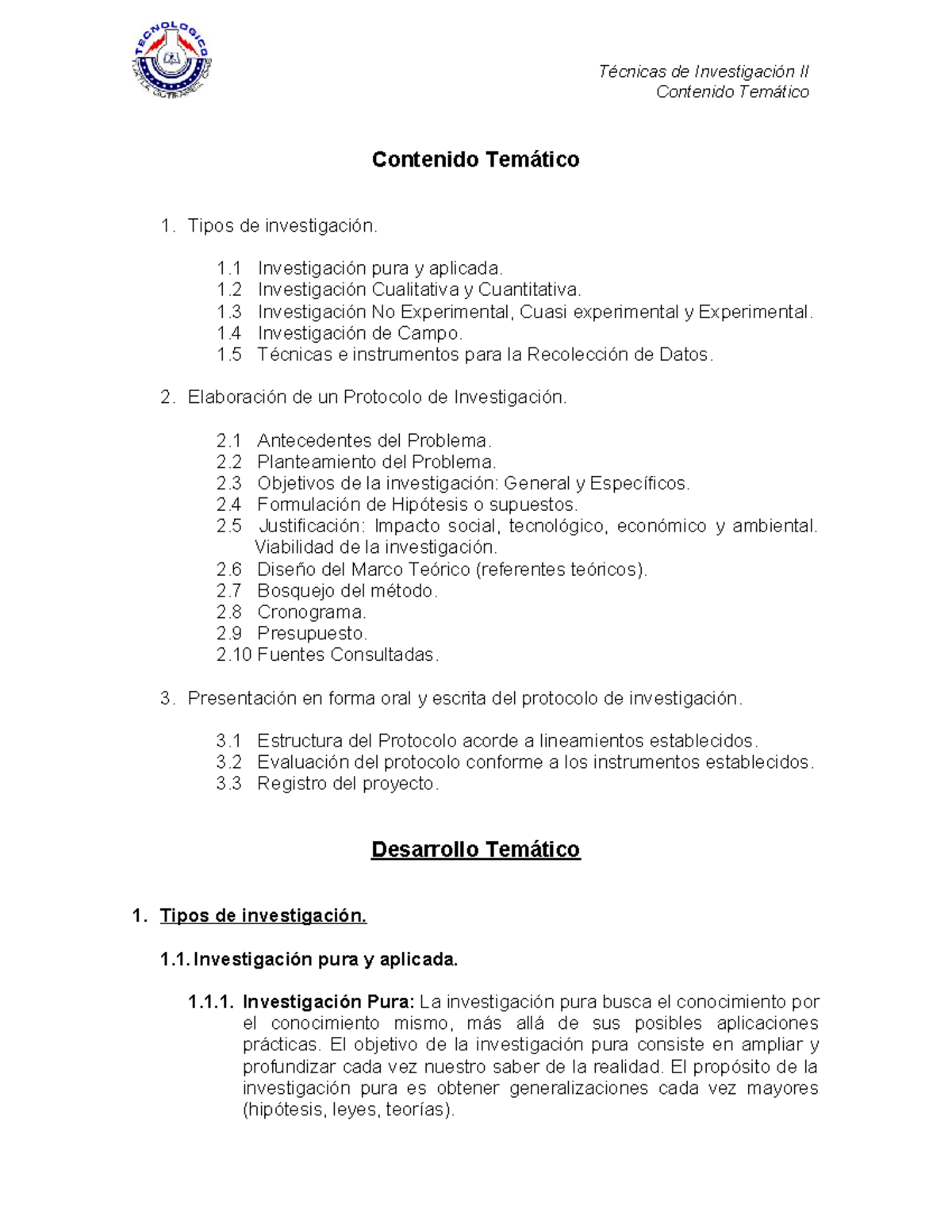 1. Contenido Temático Programa Taller II - Contenido Temático Contenido ...