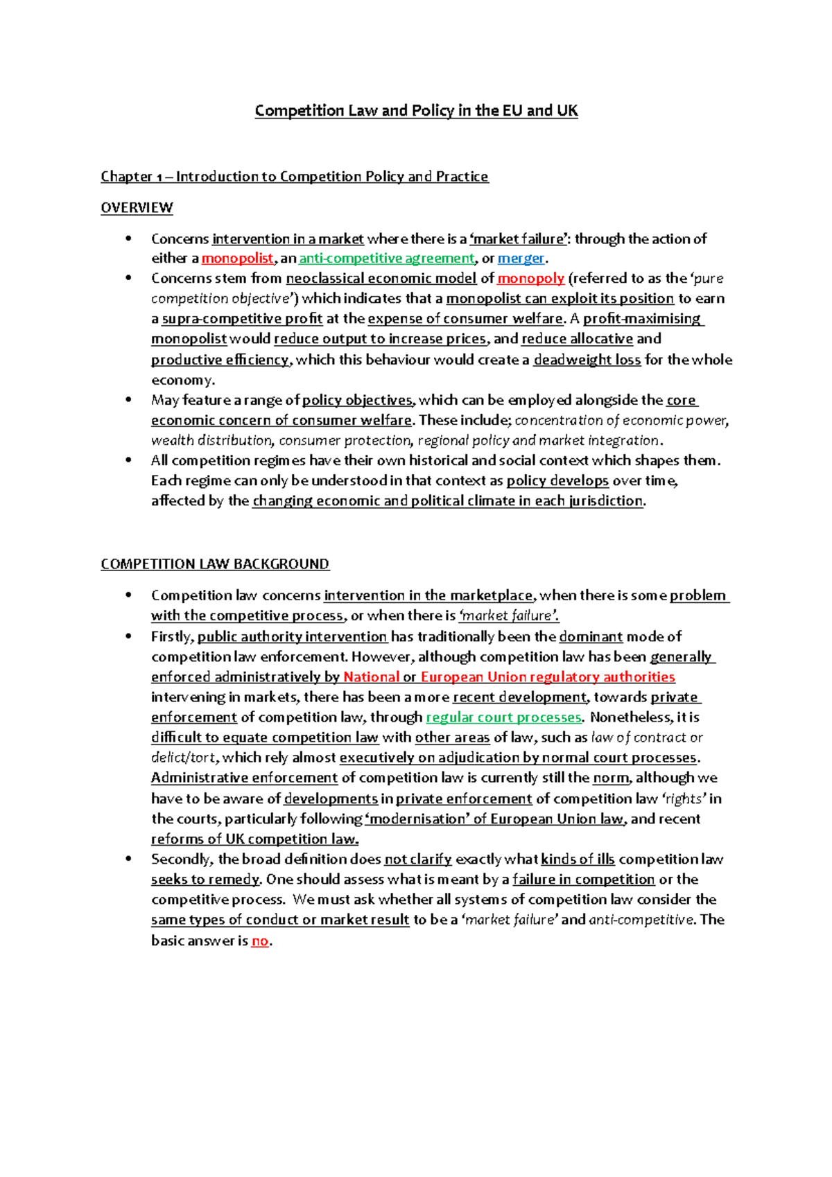 Competition Law and Policy in the EU and UK - Concerns stem from ...
