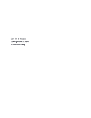 Module 1 Assignment Week 2 - Week 2 Module 1: Case Study Analysis ...