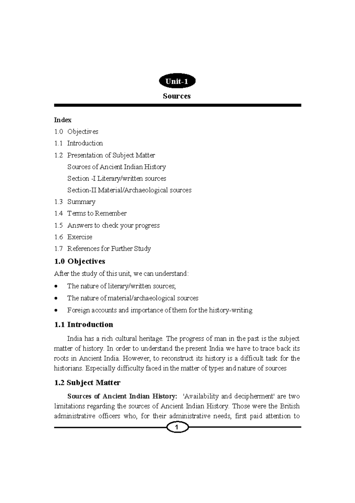 M. A. Part-I History HS 101 English Version Unit-1 - - Studocu