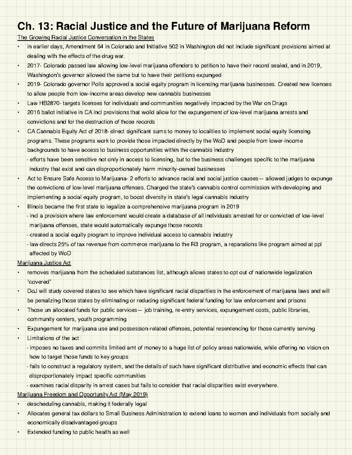 Marihjuana A Marijuana Short History Ch 13 Notes (CANN 03101) - Ch. 13 ...