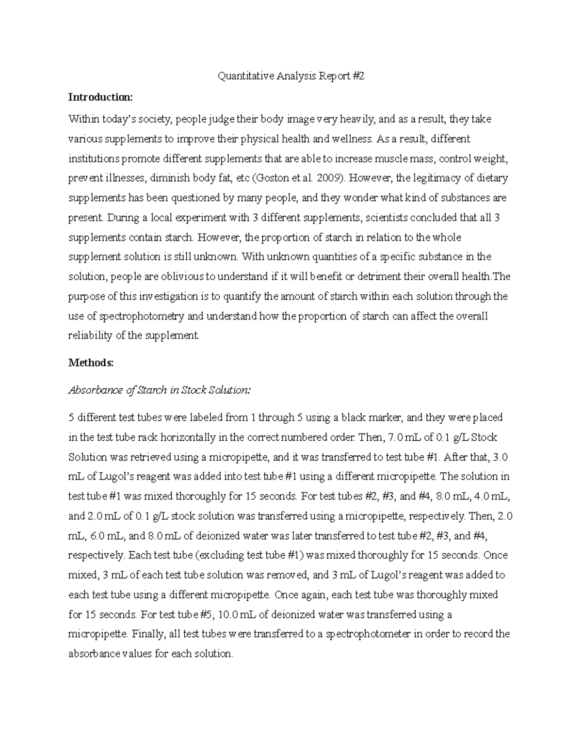 Quantitative Analysis Report #2 - BIOL 1104 - UGA - Studocu