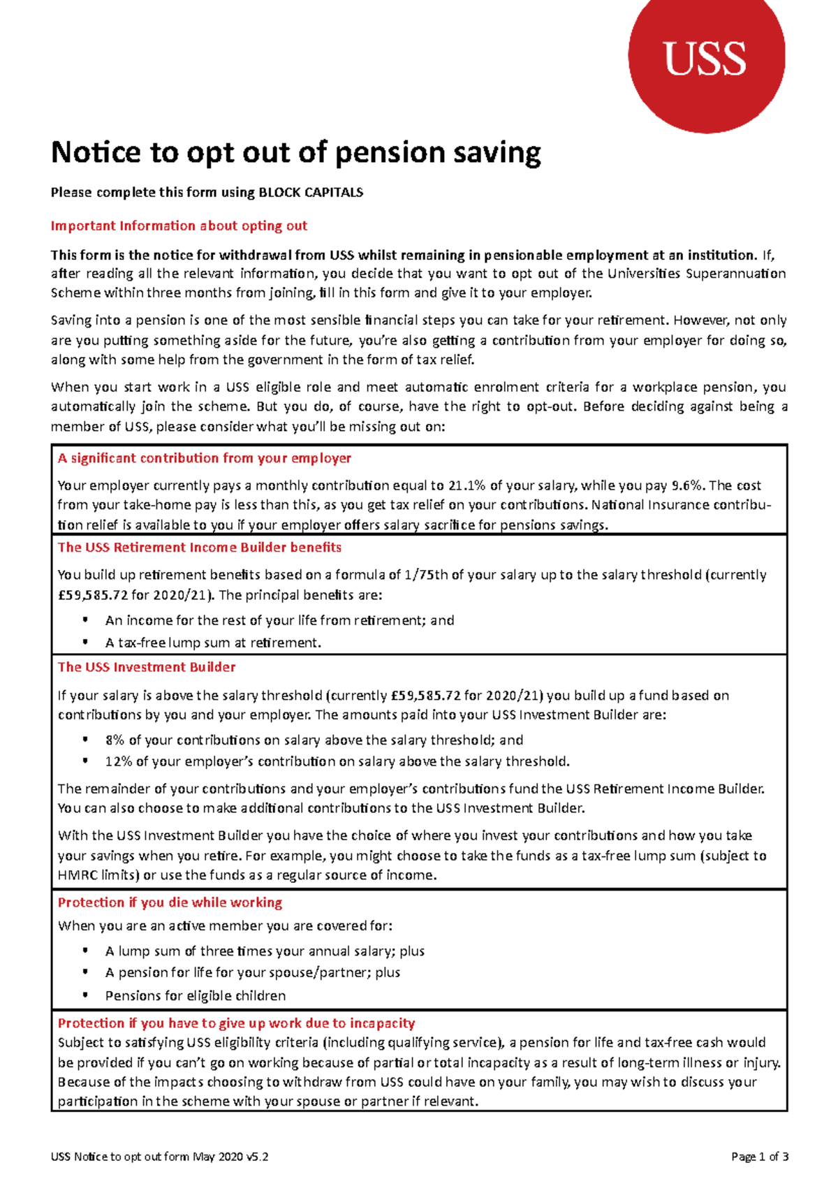 USS Notice to opt out Form May 2020 word version - USS Notice to opt ...