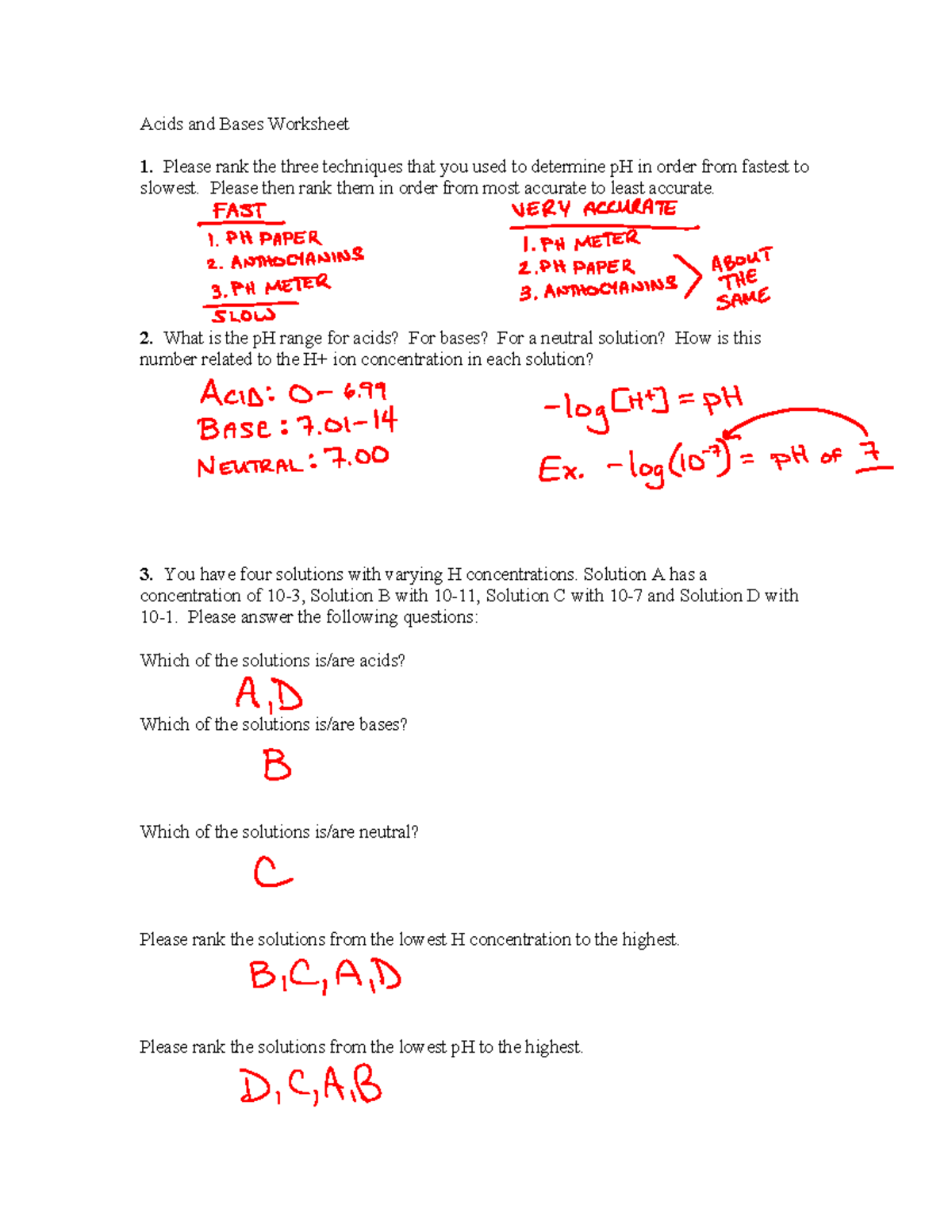 Collin College BIOL 1408 Unit 3 Acids and Bases with Answer Key - Acids ...