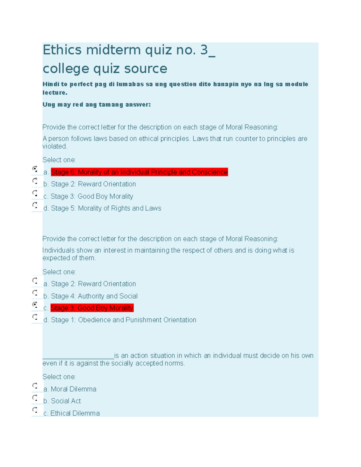Ethics midterm quizsource - Copy - Copy - Ethics midterm quiz no. 3_ college quiz source Hindi ...