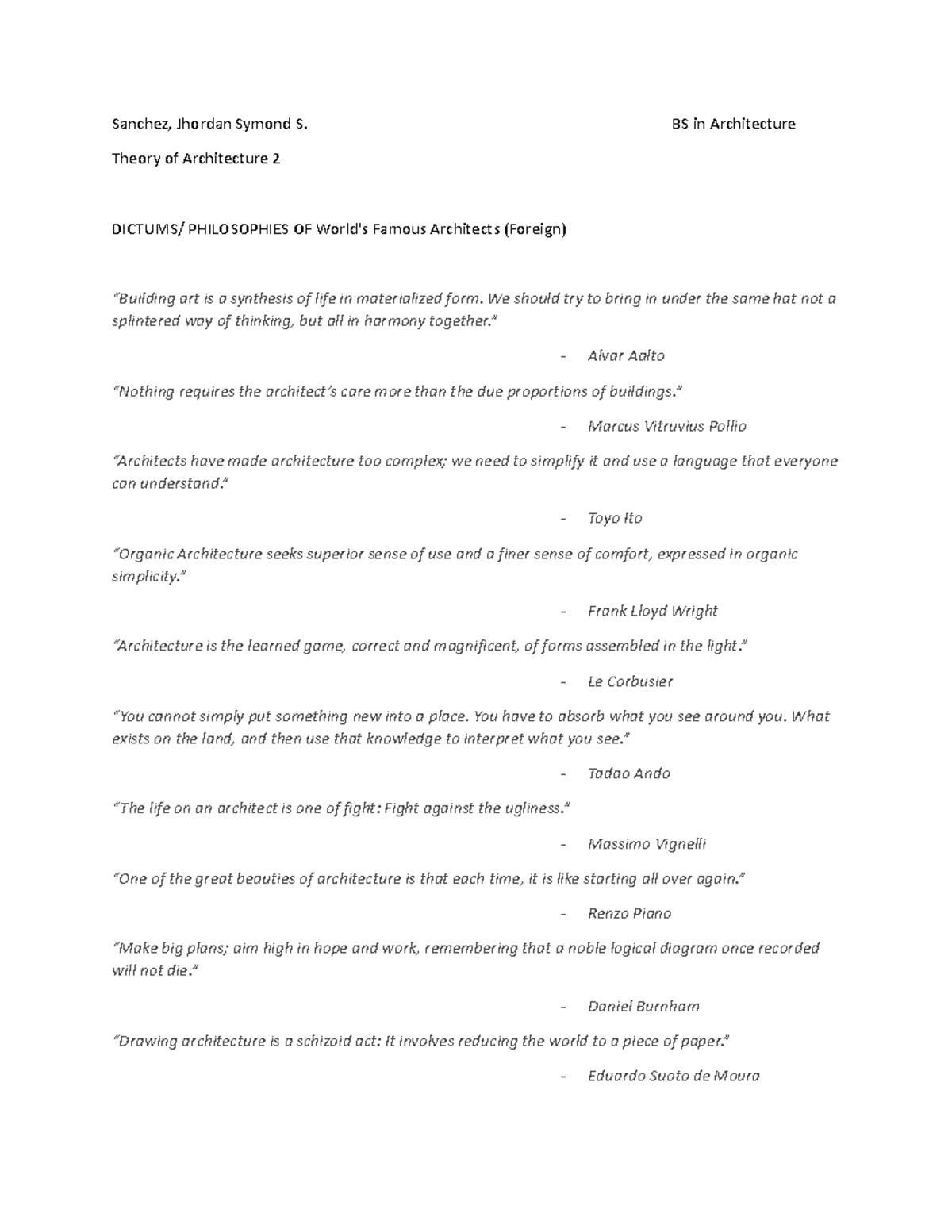 TOA Dictums AND Philosophy - Sanchez, Jhordan Symond S. BS in ...