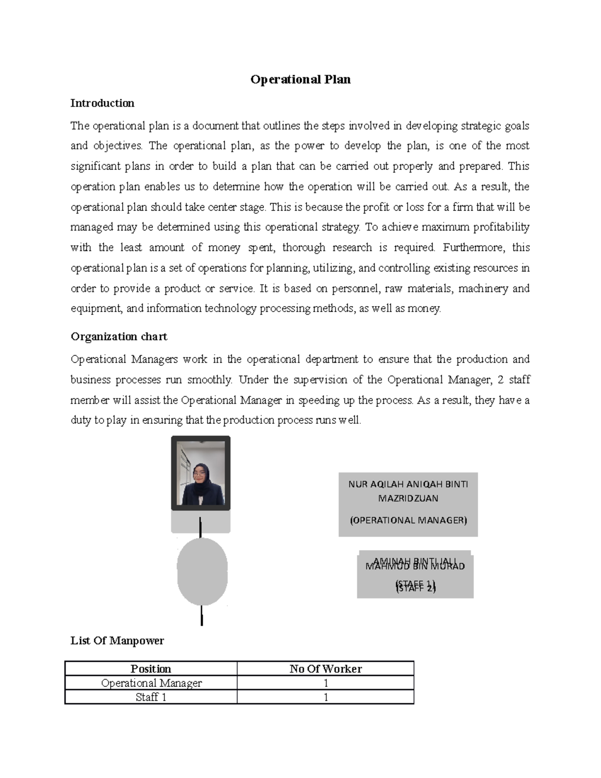 Operational Plan - Operational Plan Introduction The operational plan ...