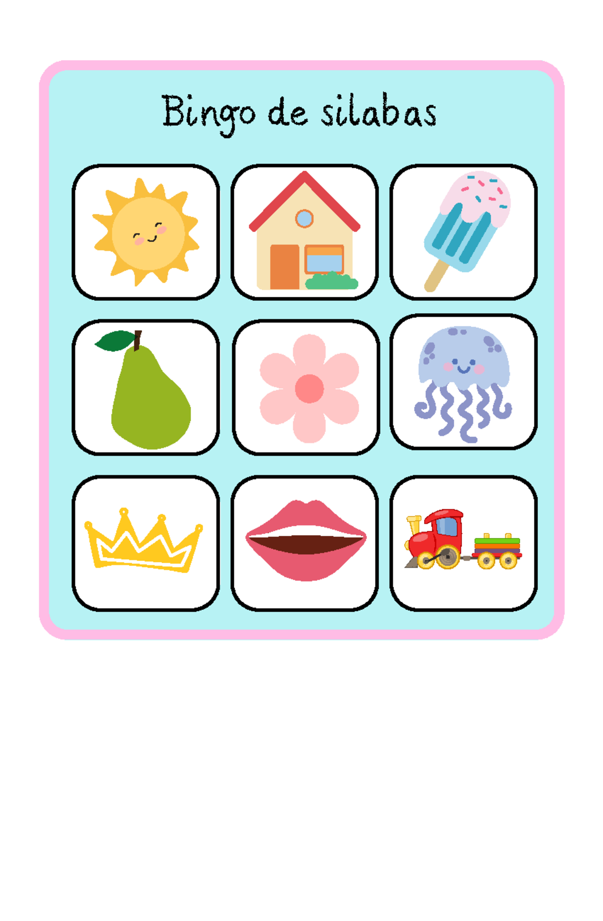 Bingo de silabas - Tableros para trabajar segmentación silabica ...