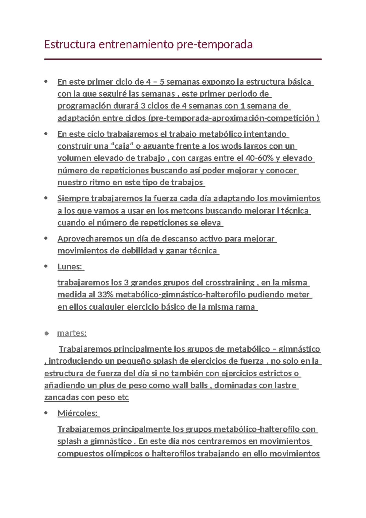 Estructura phantom method - Estructura entrenamiento pre-temporada En ...