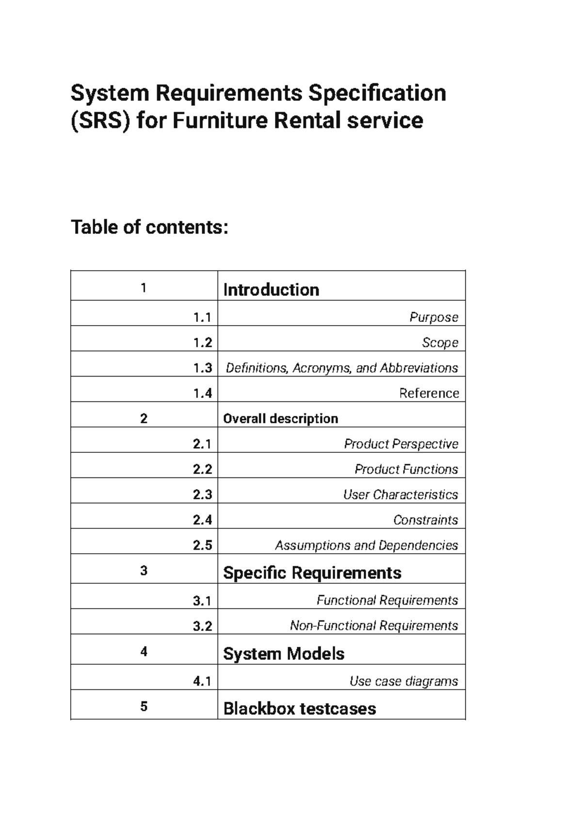 System Requirements Specification - Introduction 1 Purpose ####### The ...