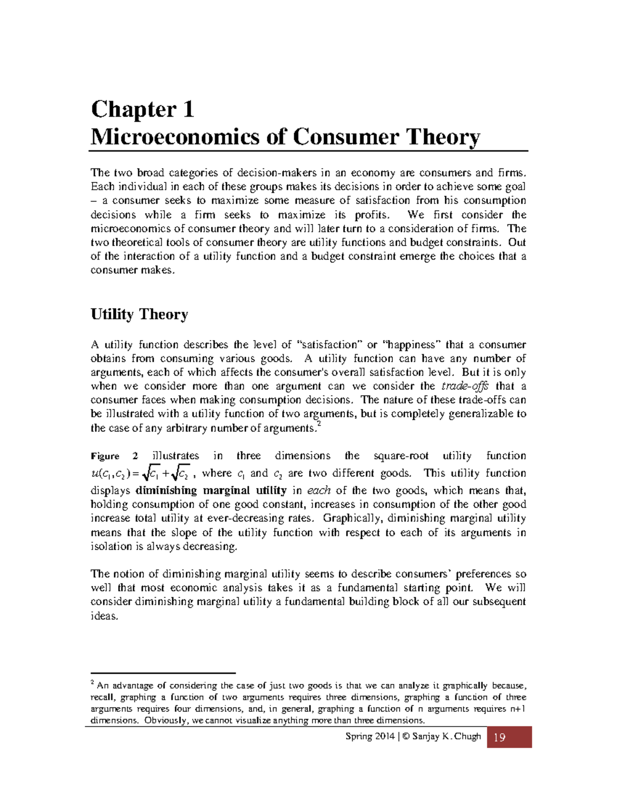 Chapter 1 - MICRO1115 - Chapter 1 Microeconomics of Consumer Theory The ...