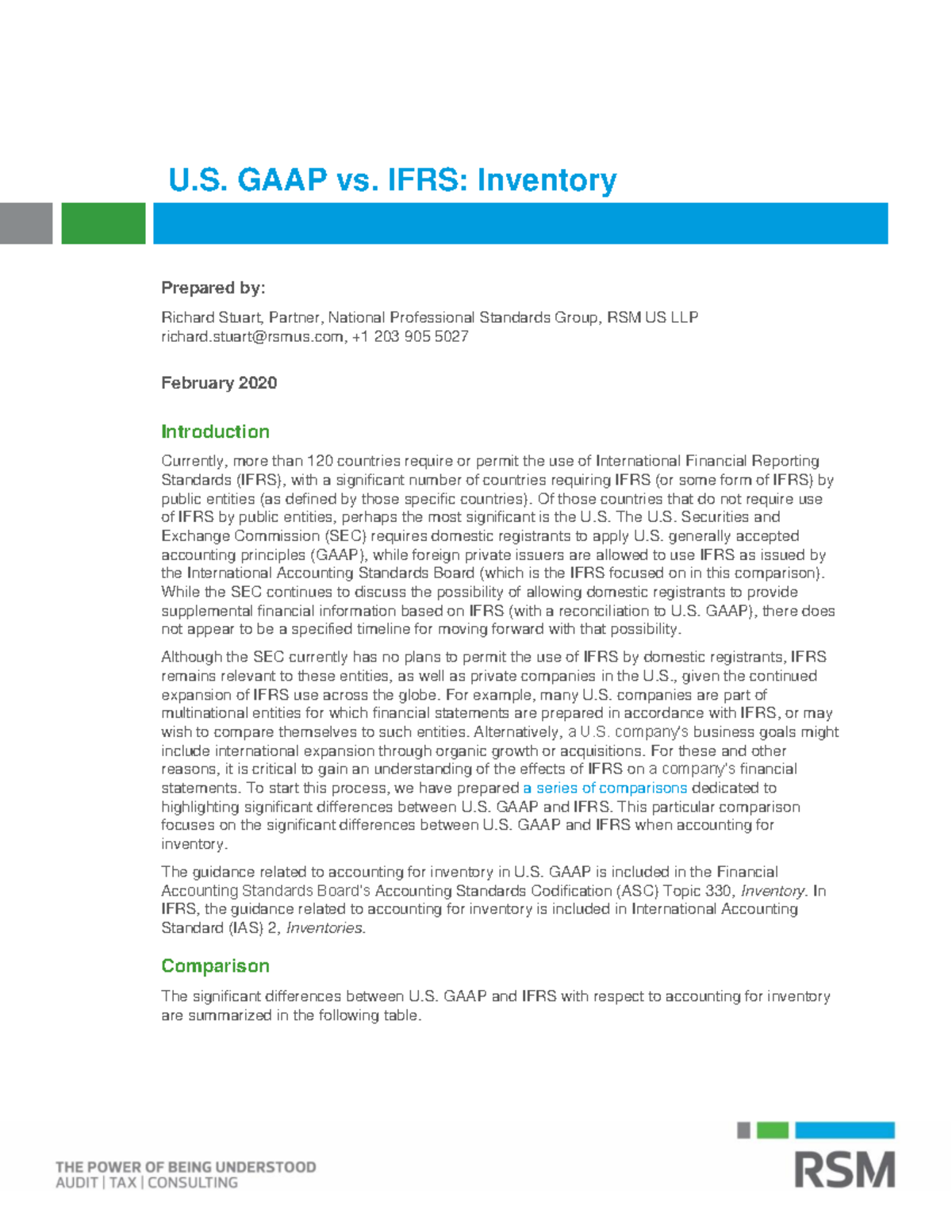Us gaap vs ifrs inventory - U. GAAP vs. IFRS: Inventory Prepared by ...