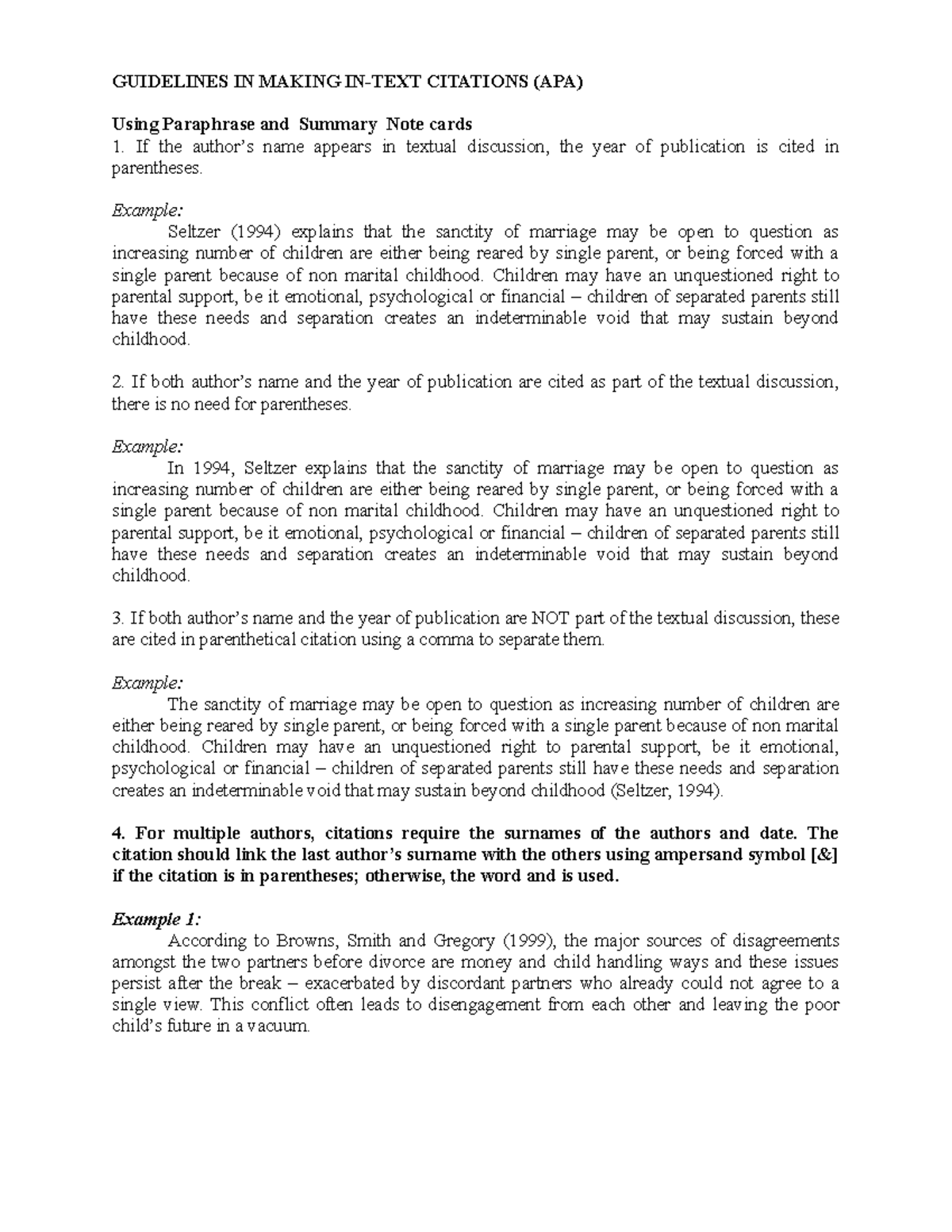 IN-TEXT Citation Handout - GUIDELINES IN MAKING IN-TEXT CITATIONS (APA ...