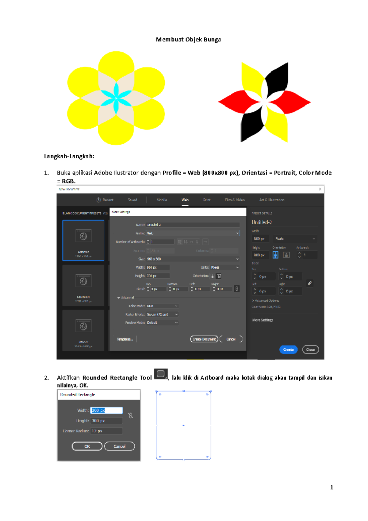 Latihan 10. Membuat Objek Bunga - Membuat Objek Bunga Langkah-Langkah ...