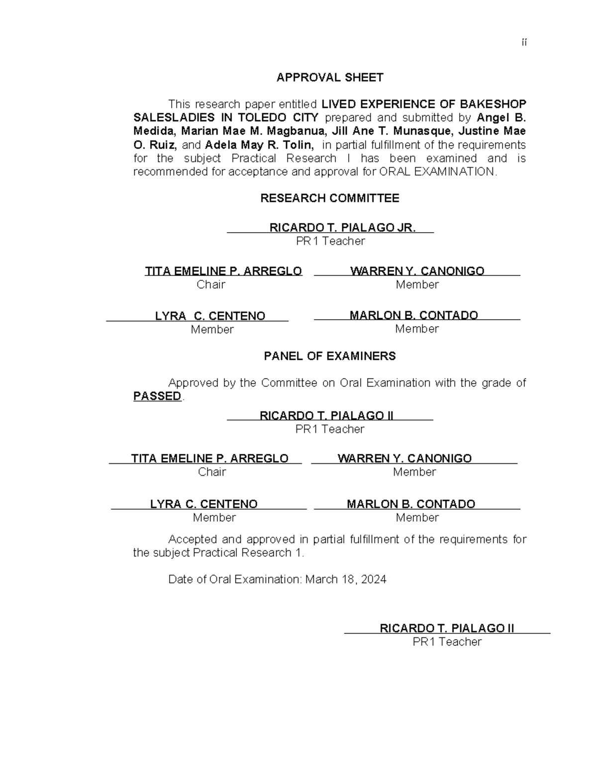 Approval-Sheet- Sample Angel M. PR 11 - ii APPROVAL SHEET This research ...