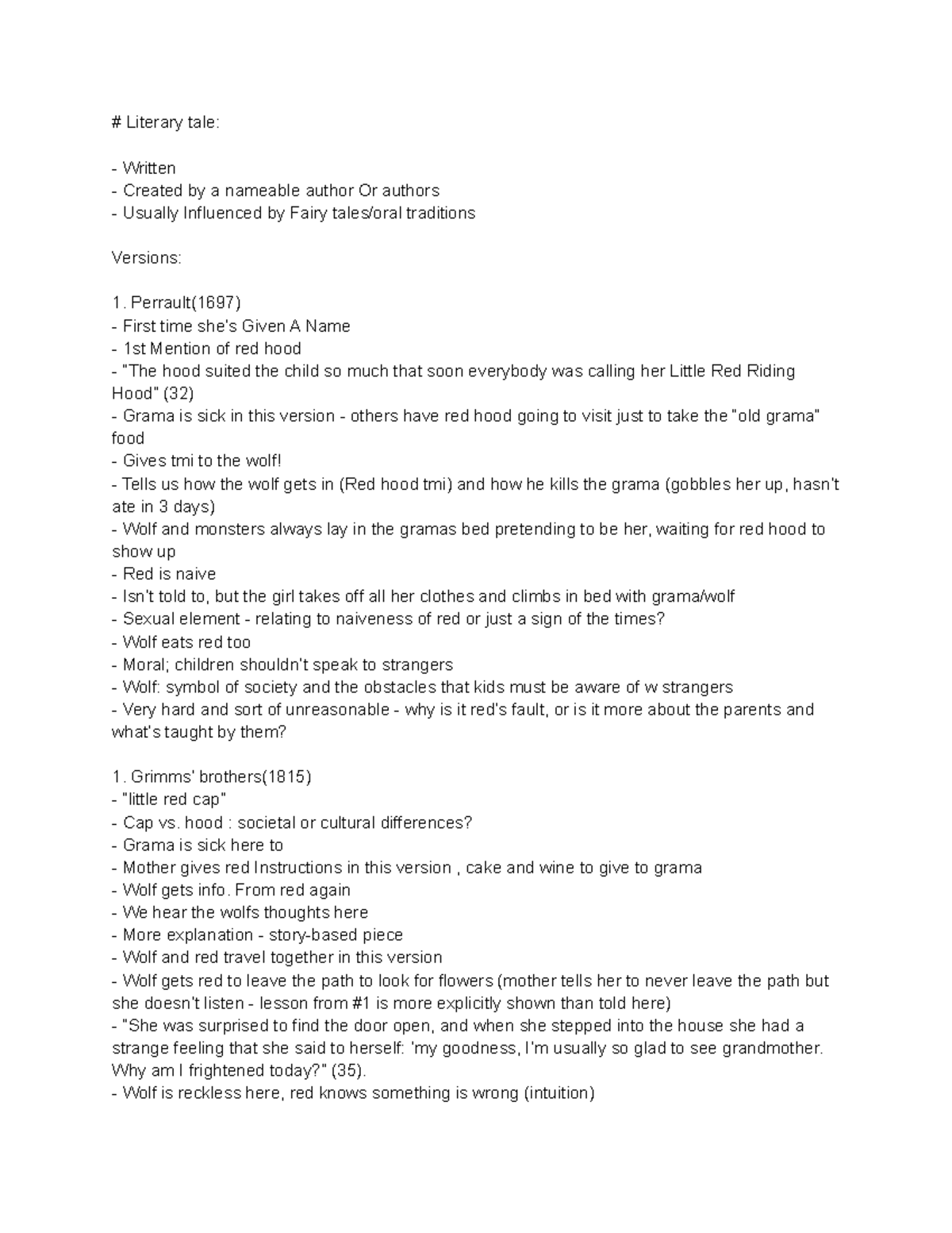 Little red riding hood - Literary tale: Written Created by a nameable ...