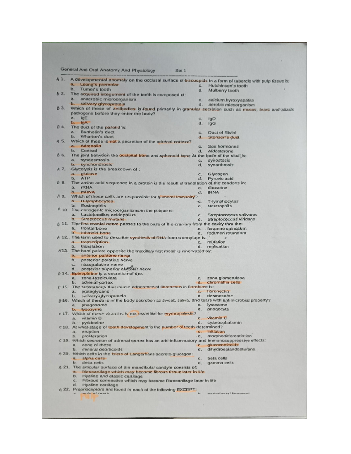 Gen and Oral Ana - Anatomy and Physiology - Studocu