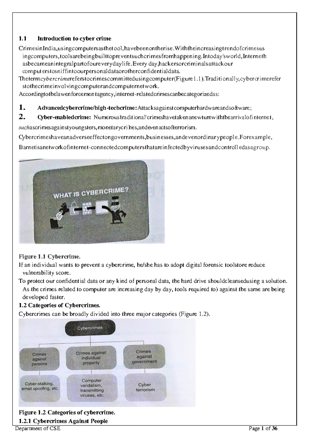 CS815PE CF UNIT-1 - lecture notes - 1 Introduction to cyber crime - Studocu