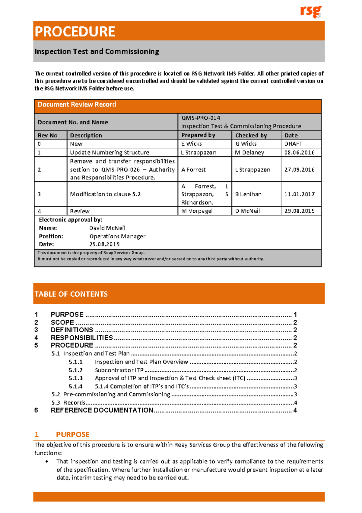 QMS PRO 014 Inspection Test Commissioning Procedure - PROCEDURE ...