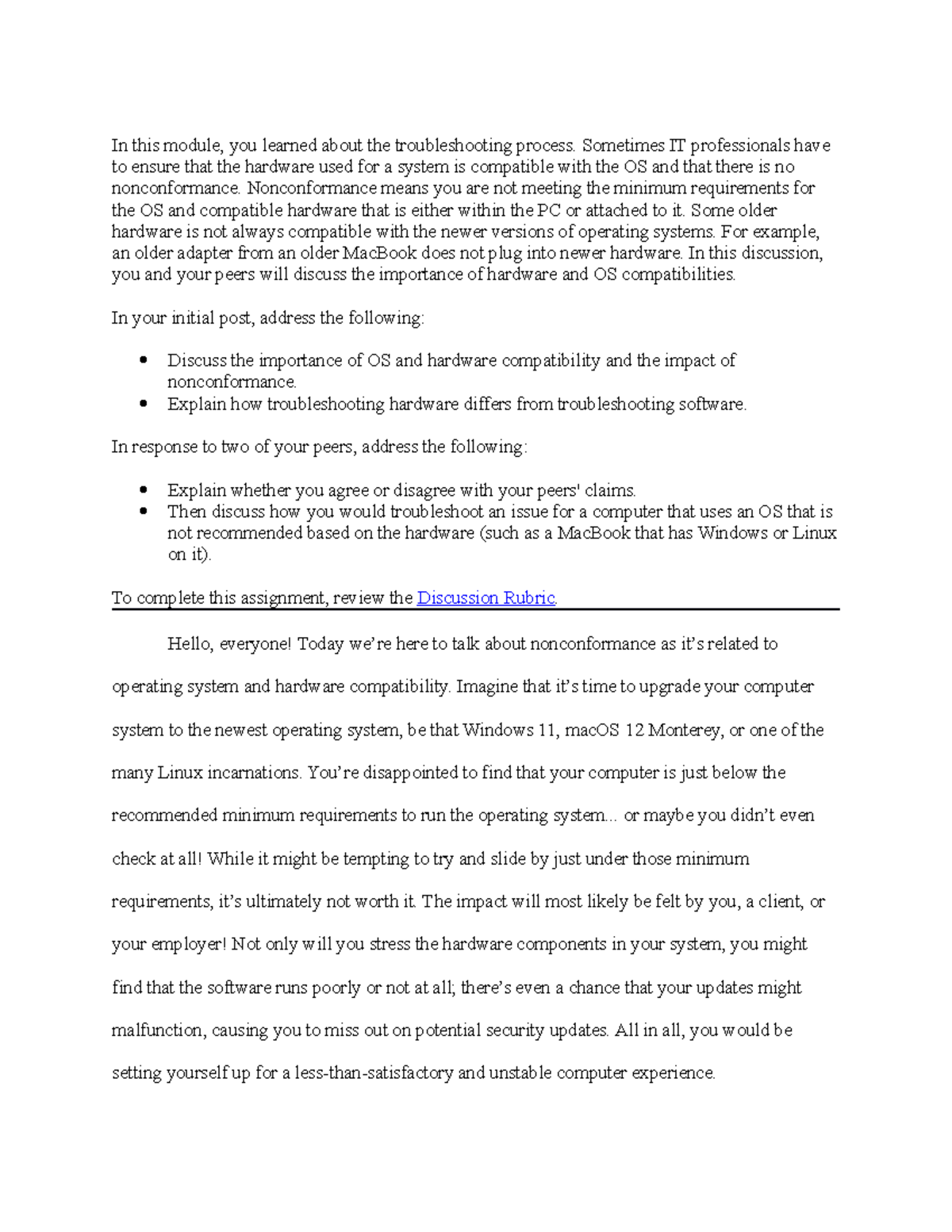 IT202 Module Four Discussion Post - In this module, you learned about ...