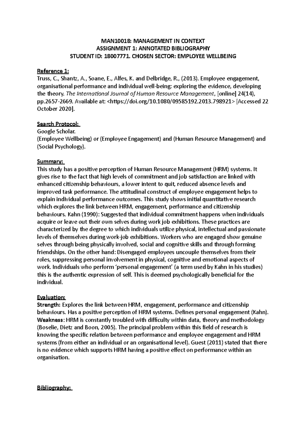 Annotated Bibliography Business Management Management in Context ...