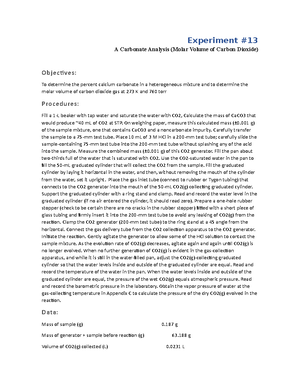 Chem Lab Report 1 - Experiment 14: Molar Mass of a Solid - Experiment ...