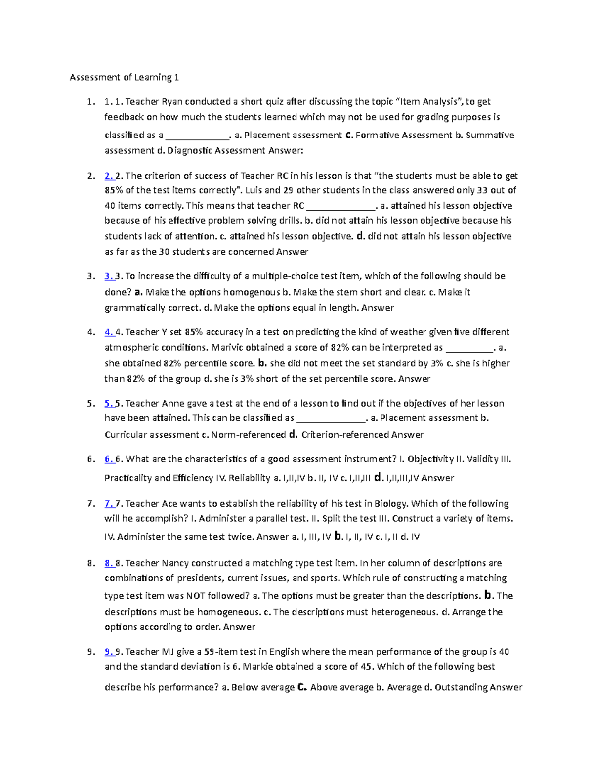 432374834 Assessment of Learning 1 Exam - Assessment of Learning 1 ...