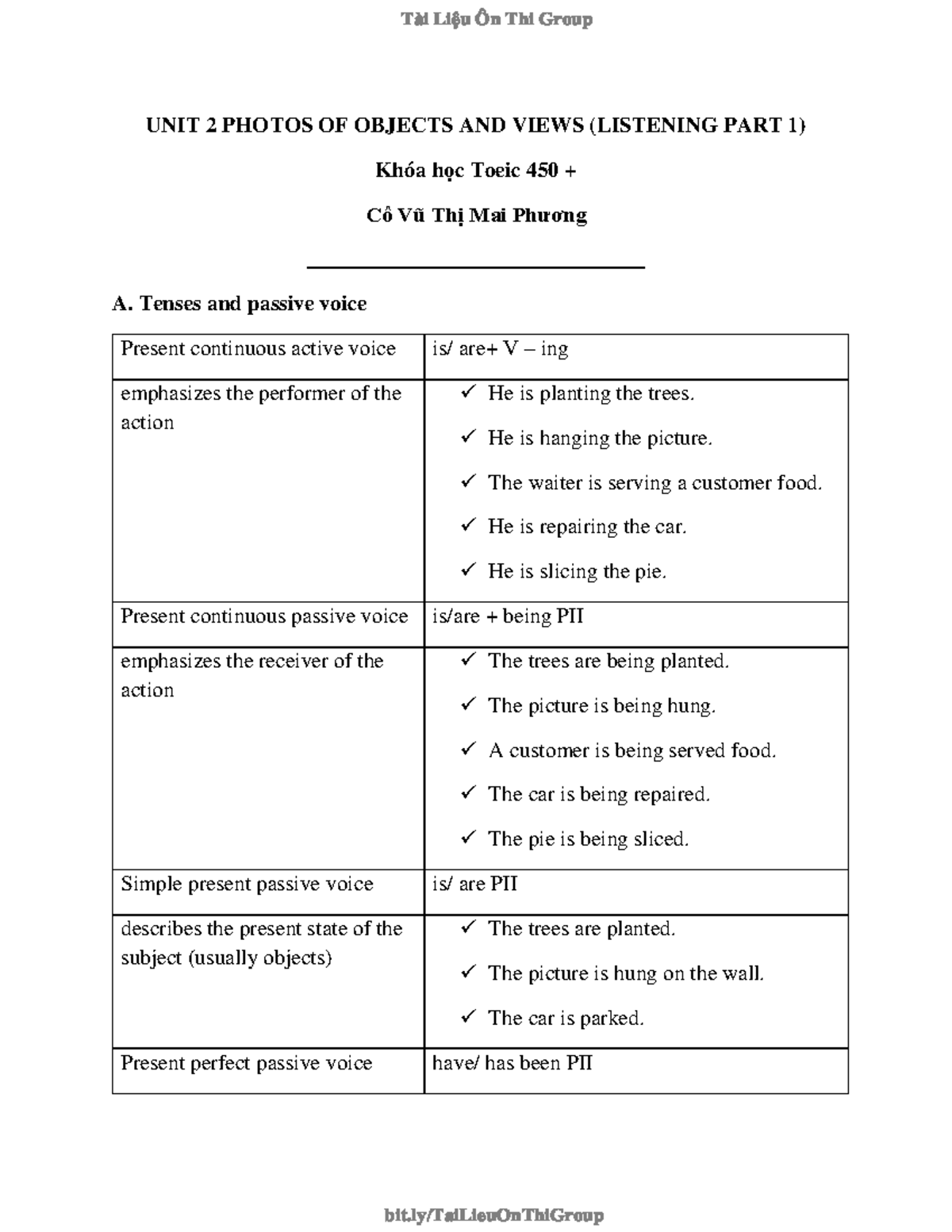 Unit2 - Không - UNIT 2 PHOTOS OF OBJECTS AND VIEWS (LISTENING PART 1 ...