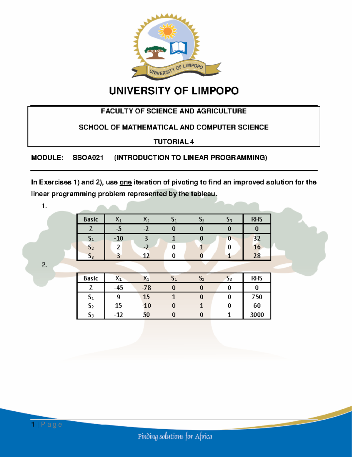 Ssoa021 Tutorial 4 Warning Tt Undefined Function 32 1 P A G E University Of Limpopo